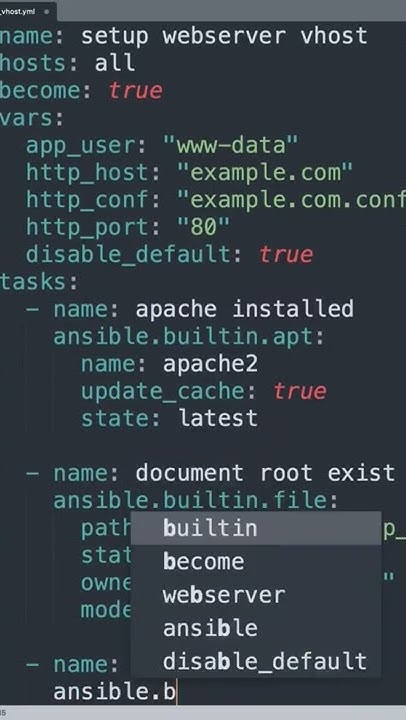 #shorts Deploy a web server apache httpd virtual host on Debian-like systems - Ansible modules ...