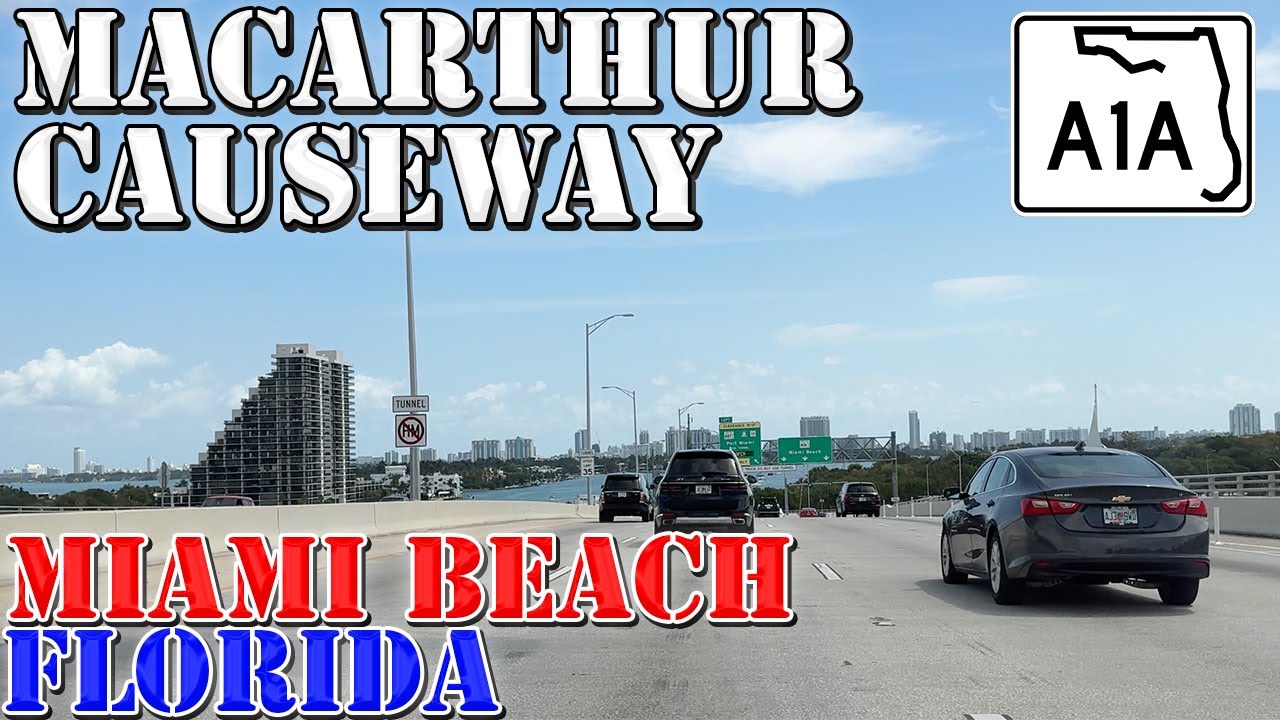 MacArthur Causeway - Miami to Miami Beach - Florida - 4K Infrastructure ...