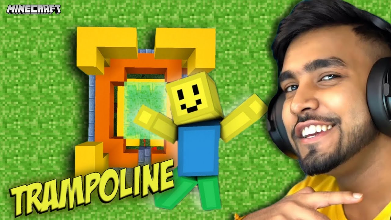 I BUILD A TRAMPOLINE IN Minecraft - YouTube
