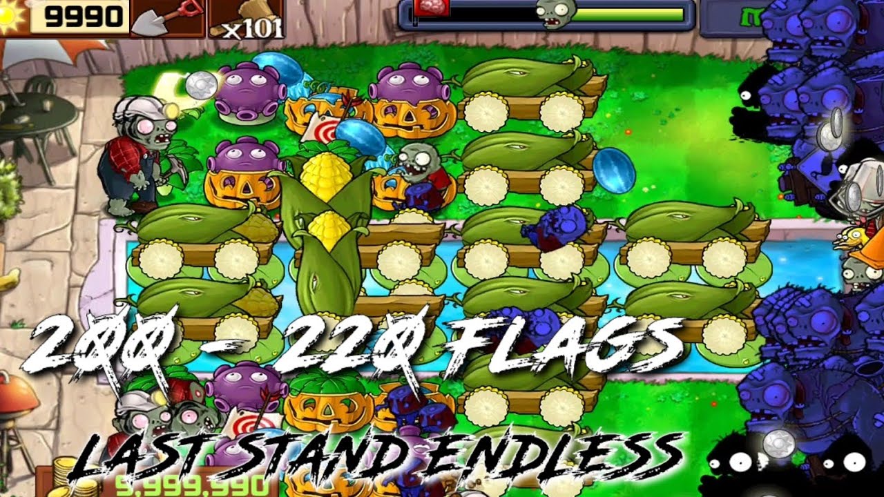 Plants vs Zombies Last Stand Endless 200 - 220 Flags - YouTube