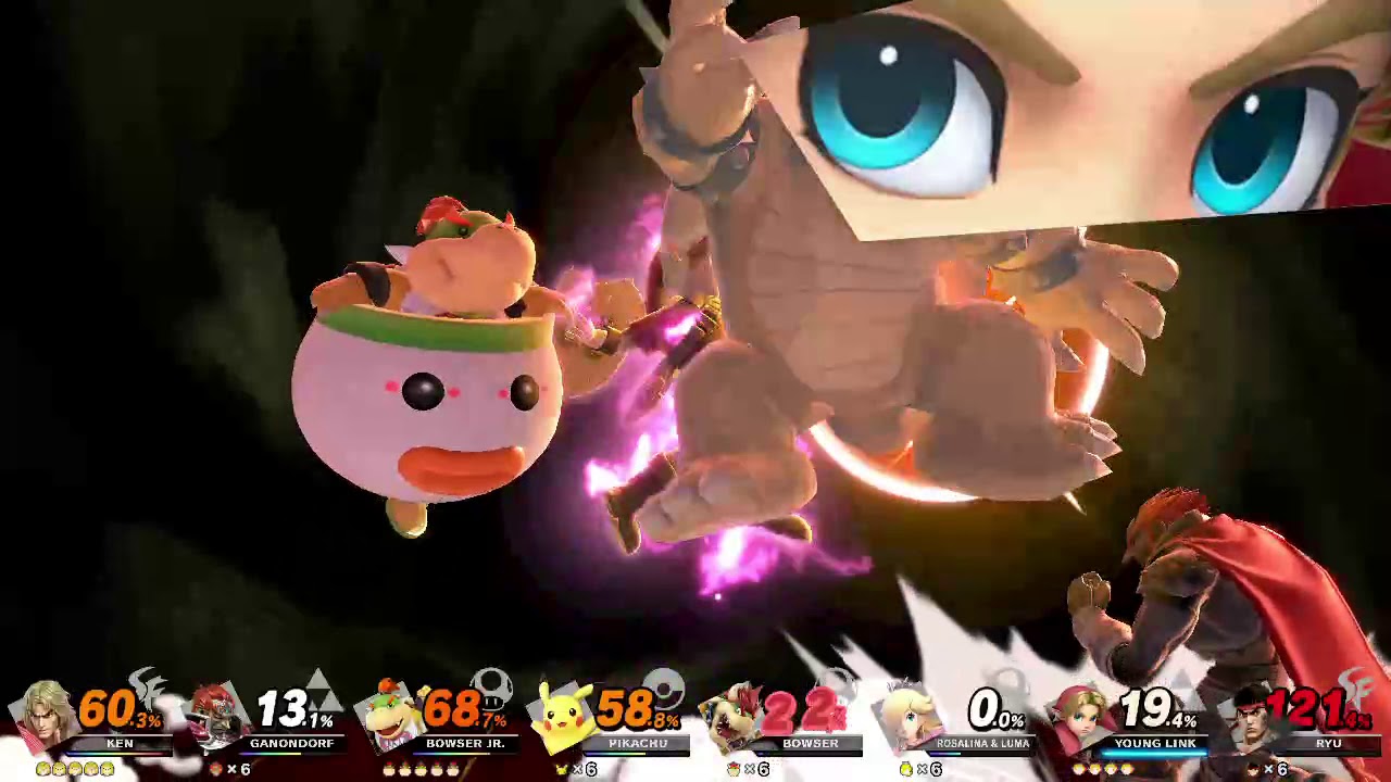 Super Smash Bros Ultimate 8 Player CPU Battle on Suzaku Castle Omega ...