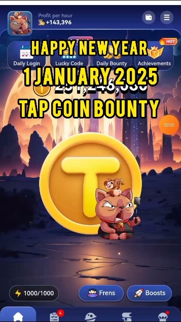 Tap Coin Daily Bounty 1 January | 1 January Tap Coin Daily Combo ...