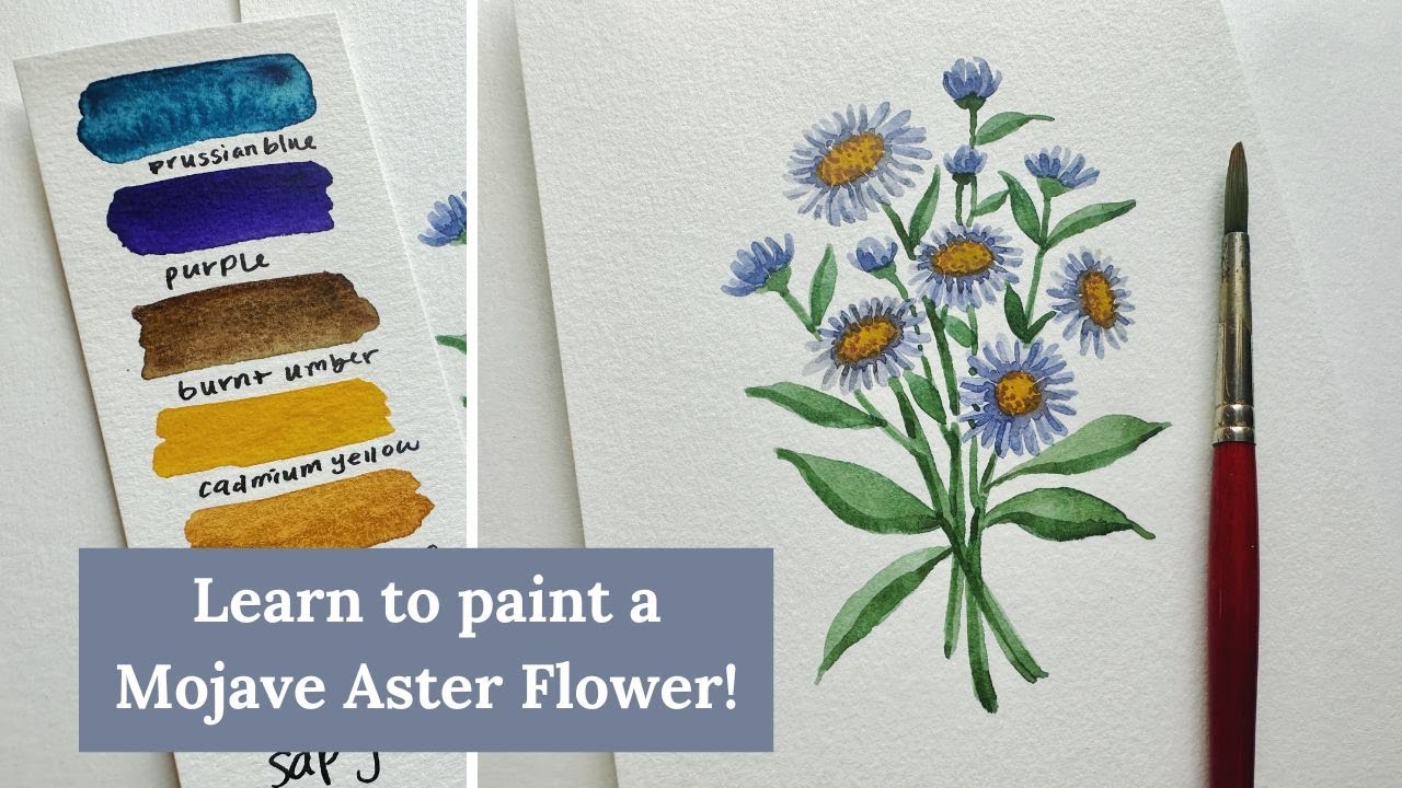 WATERCOLOR TUTORIAL | Mojave Aster Flower | Step-by-Step Wildflower ...