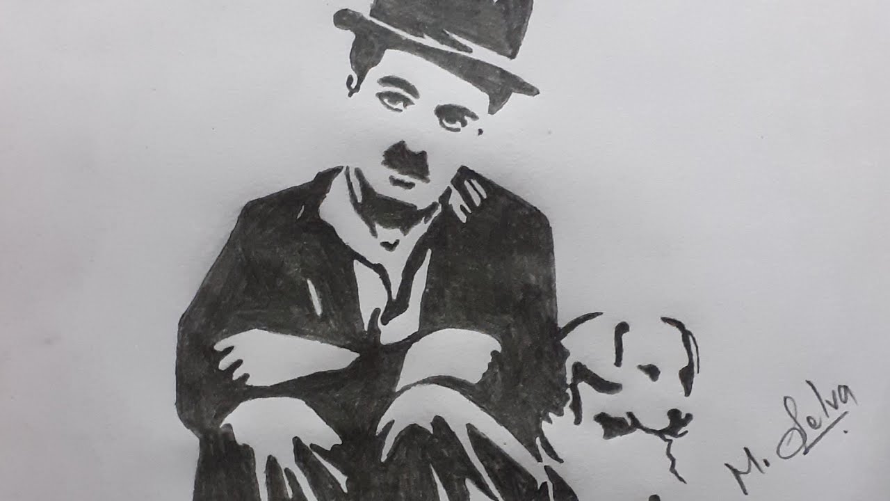 Art of charlie chaplin - pencil drawing - YouTube