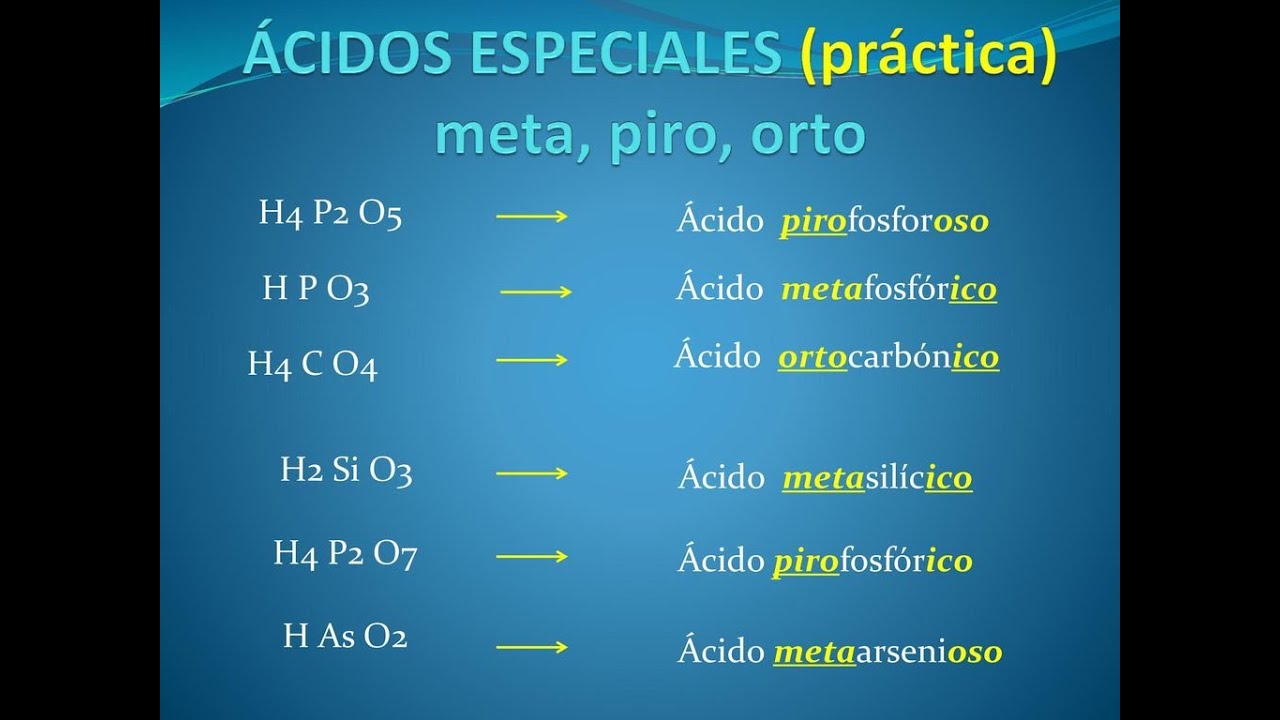 Clases de Quimica 2do Acidos Especiales meta piro orto - YouTube