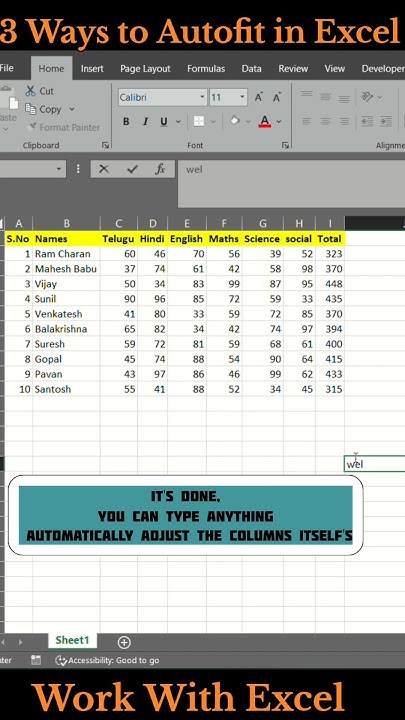 How to Autofit columns and Rows in Excel #shorts #excel#workwithexcel #short #exceltutorial# ...