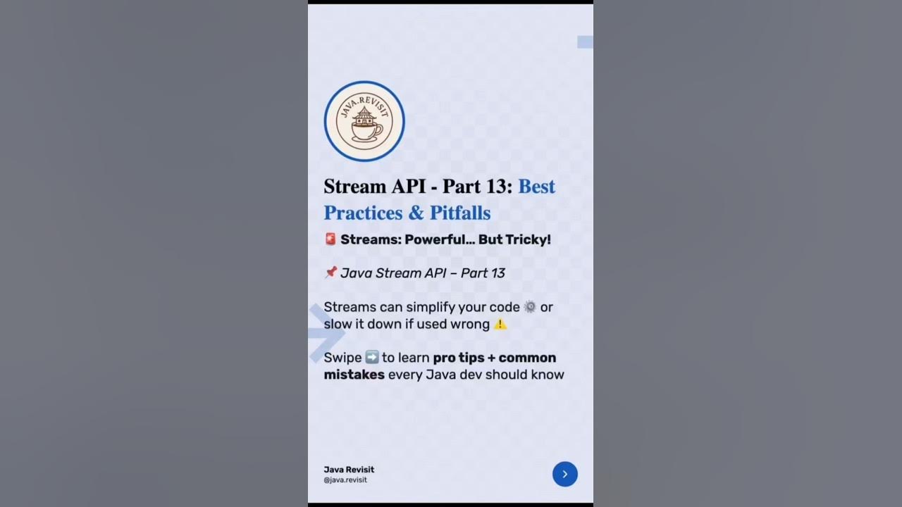 🚀 Java Stream API – Best Practices & Pitfalls | Final Part (Pro Tips) - YouTube