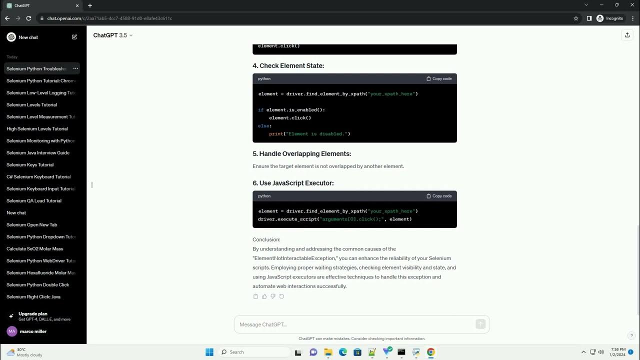 Selenium Python Element Not Interactable Youtube 7299