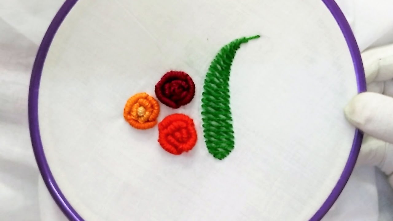 [Easy] Hand Embroidery - Rose with Bullion Knot Stitch for Beginners ...