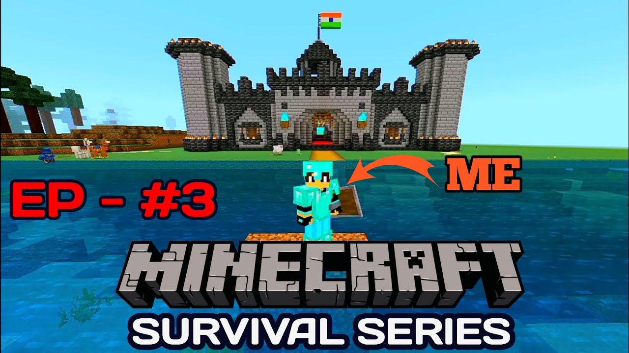 I build a castle in Minecraft pe #3 Minecraft pe Survival series - YouTube