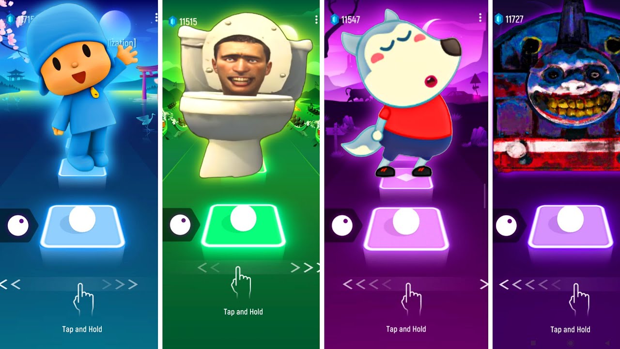 Pocoyo 🆚 Skibidi Toilet 🆚 Wolfoo 🆚 Thomas - Tiles Hop - YouTube