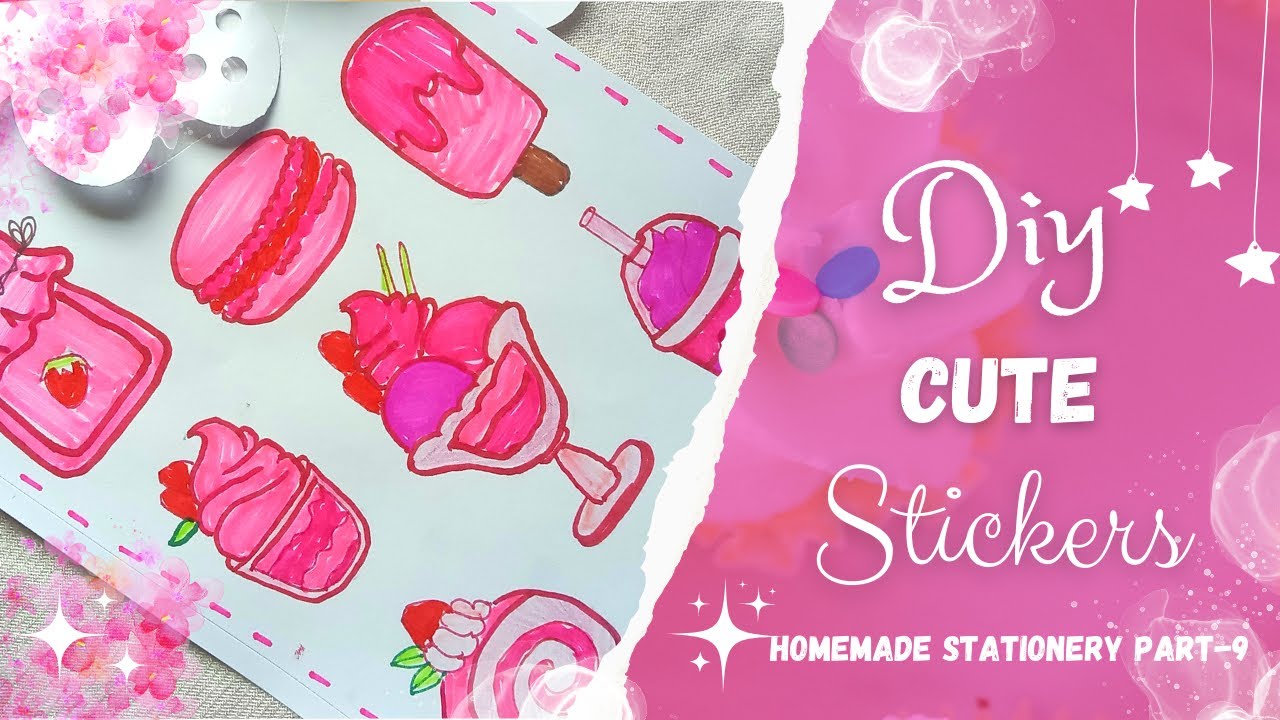 🌷diy cute stickers🌷| diy journal supplies| homemade stickers| - YouTube