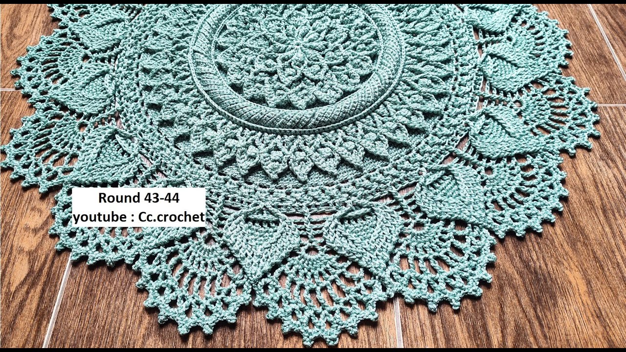 crochet bae mandala ,rug ,doily , Round 43-44 - YouTube