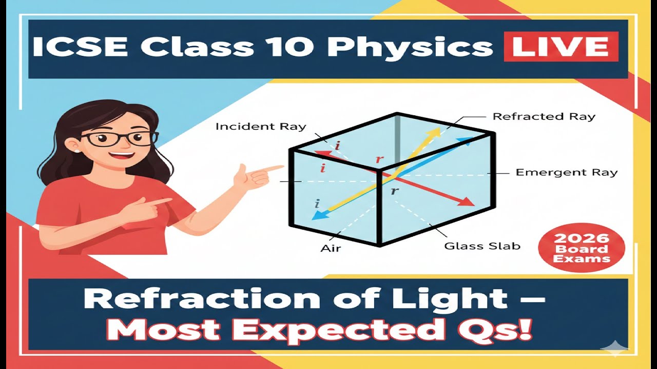 🔥 ICSE Class 10 Physics Live | Refraction of Light | Most Expected ...