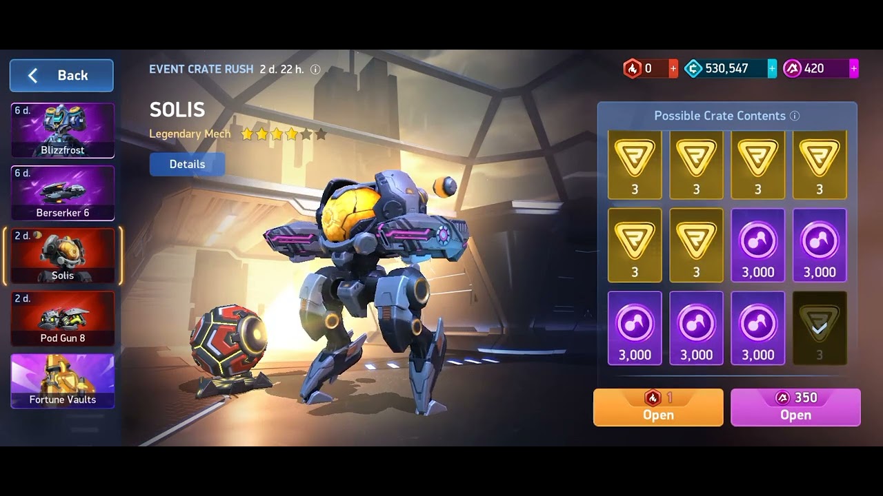 Open New Solis mech Event crush - YouTube