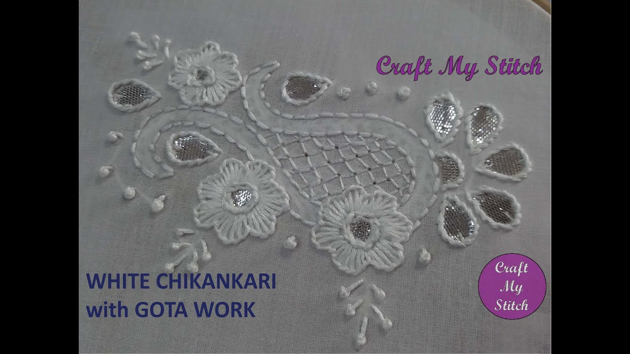 White Chikankari with Gota work - White work - Shadow work - Chikankari ...