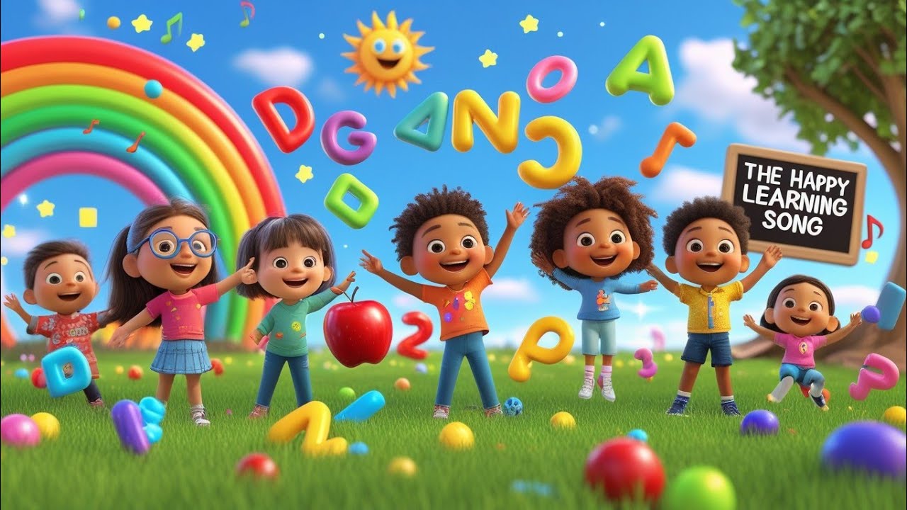 🎵 The Happy Learning Song | ABCs, 123s, Shapes & Colors | Fun ...