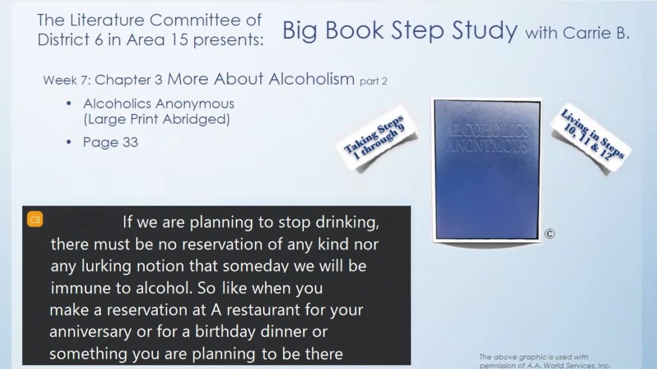 Big Book Step Study by Carrie B. (week 7) - YouTube