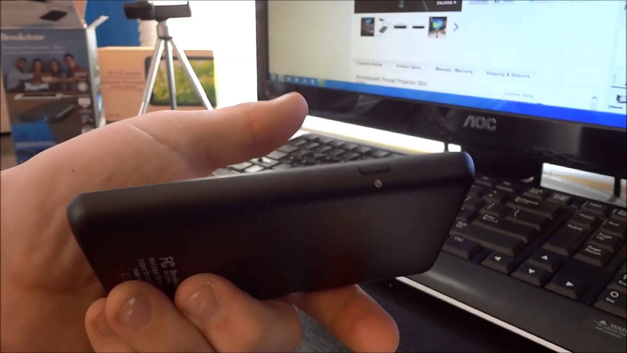 Pocket Projector Slim Unbox & Review (Brookstone) - YouTube