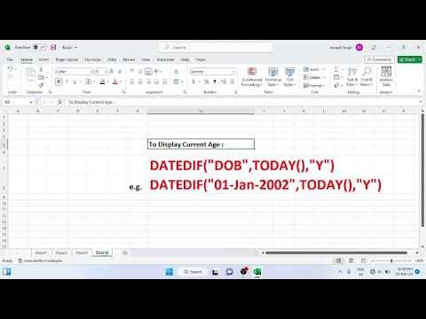 MS-Excel - Lab-56 - How to calculate age using DATEDIF() - YouTube