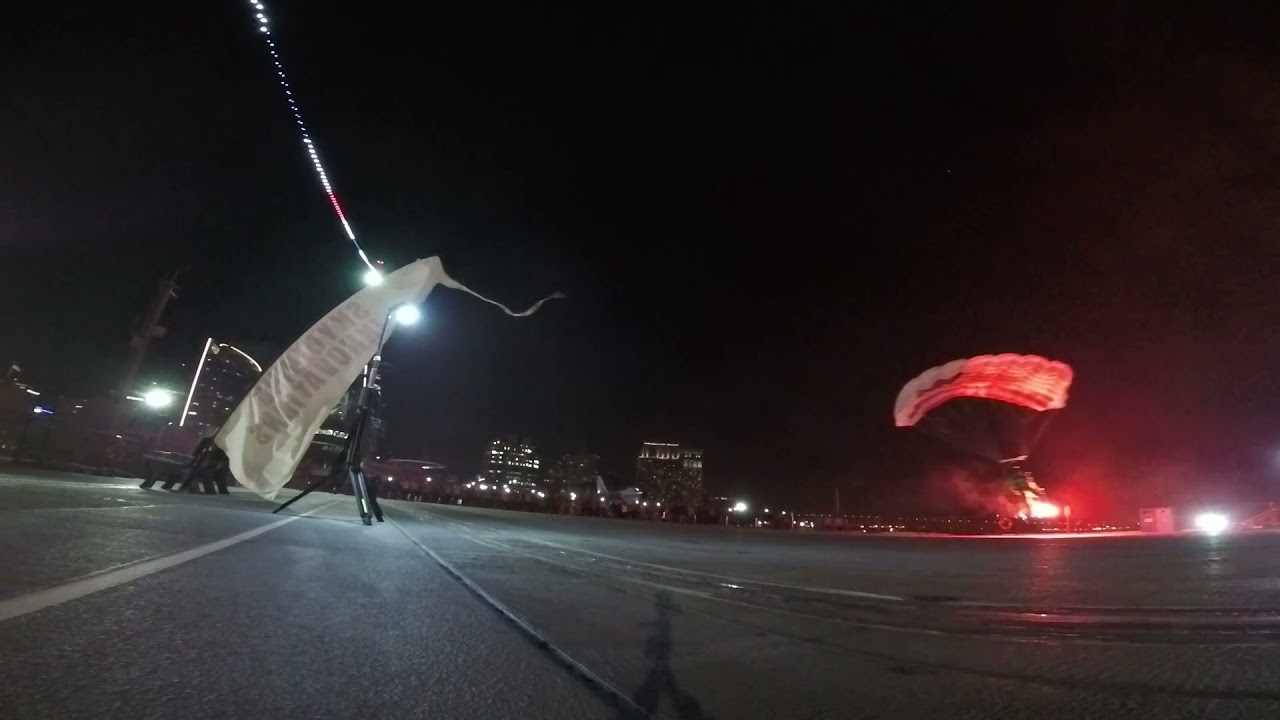 Night Skydiving Show at the USS Midway - YouTube