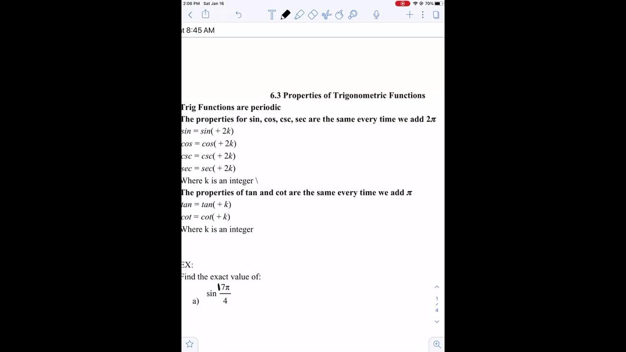 6.3 Properties of Trigonometric Functions - YouTube