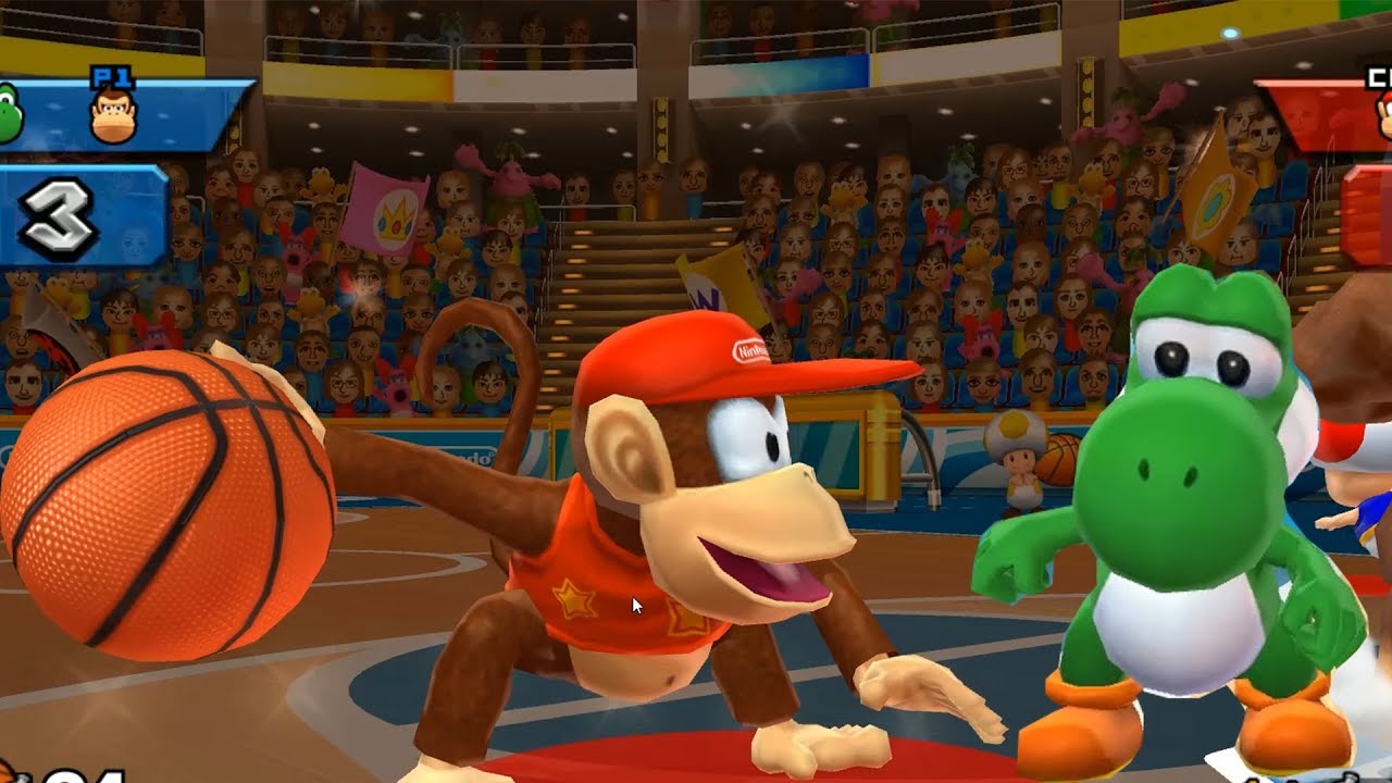 Mario Sports Mix -Basketball -Yoshi and Donkey Kong vs Toad and Diddy ...