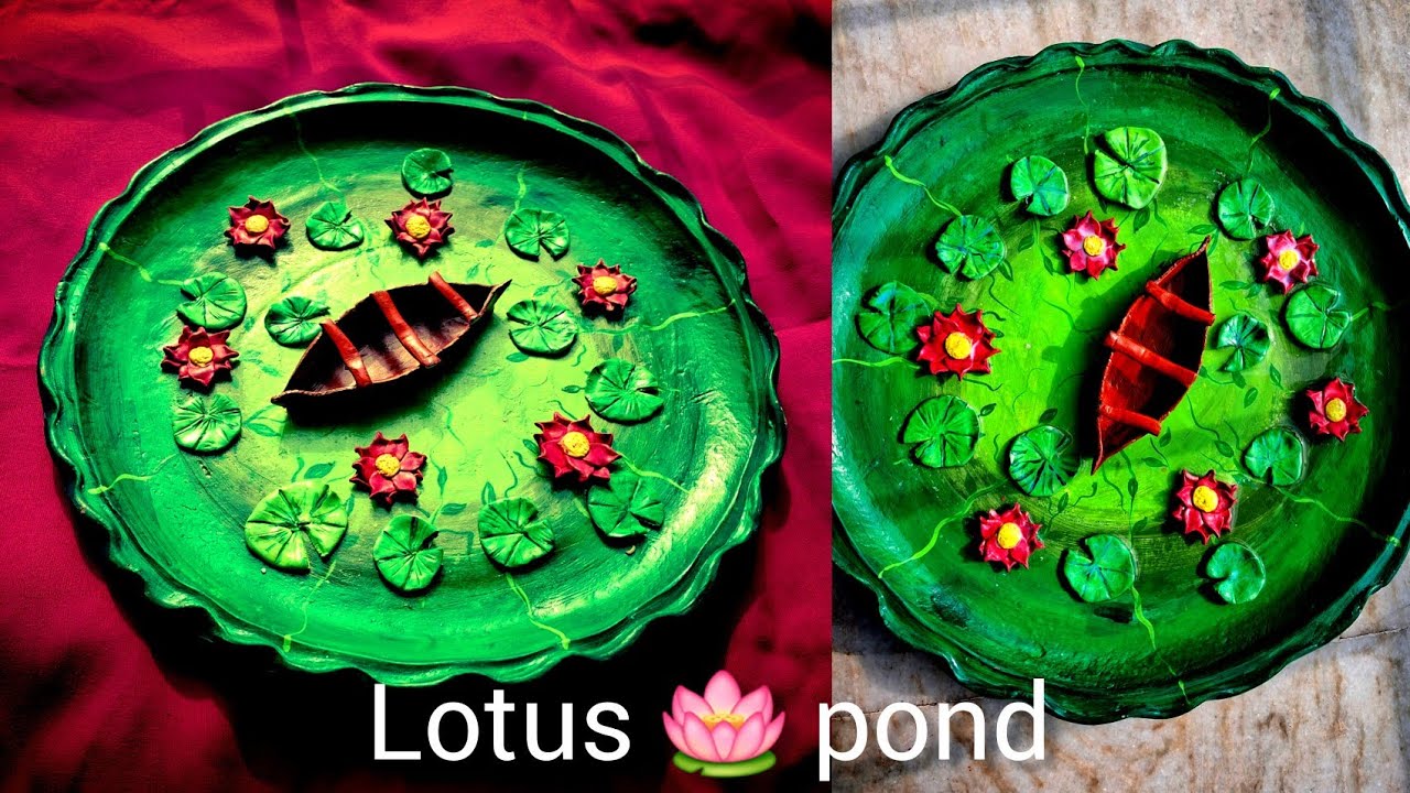 How to make Lotus Lotus pond//DIY Lotus pond by using mouldit clay ...