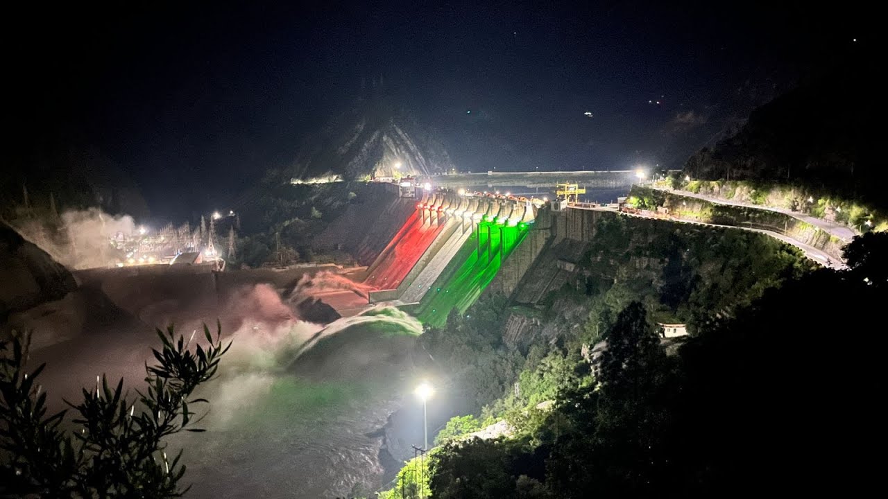 Salal Dam in Reasi district of J&K illuminated with Tricolor ahead of ...