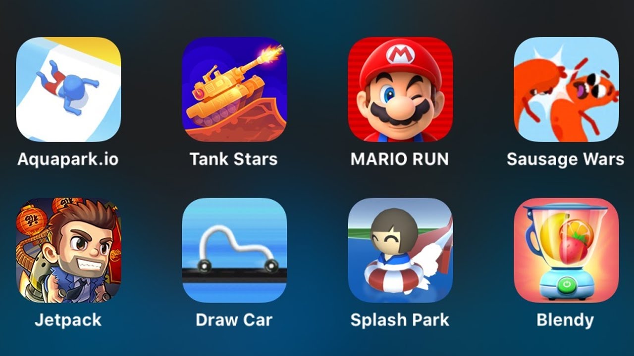Aquapark.io, Tank Stars, Mario Run, Sausage Wars, Jetpack, Draw Car ...