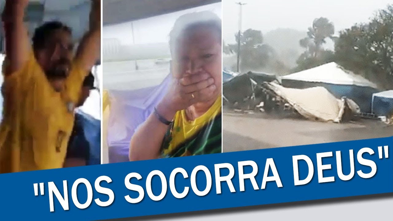 BOLSONARISTAS SE DESESPERAM EM ACAMPAMENTO DURANTE CHUVA FORTE ...
