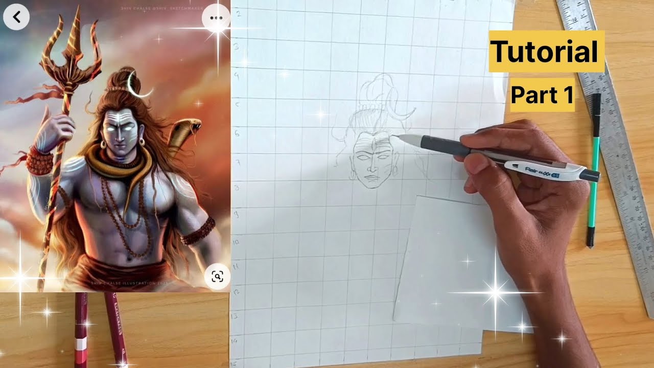 lord Shiva outline drawing | Shiv ji Drawing Step by Step | Mahadev ...