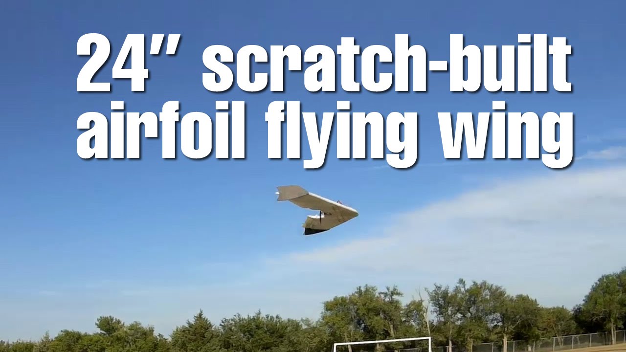 Scratch-built 24" flying wing - maiden flights and setup problems - YouTube