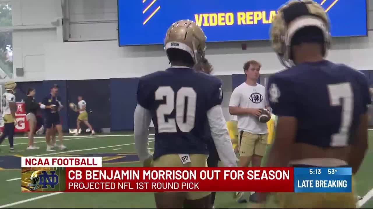Notre Dame dealing with season-ending injury to Benjamin Morrison - YouTube
