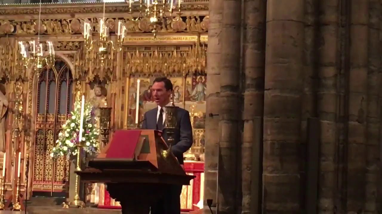 Benedict Cumberbatch reading at memorial service for Prof Hawking - YouTube