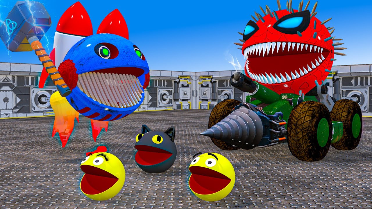 HERO PACMAN VS SPIDER PACMAN - HERO VS DEVIL TEAM - YouTube