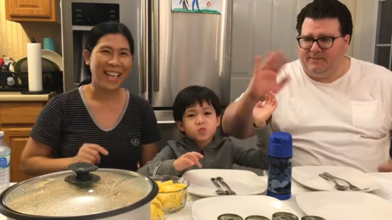 Eating Filipino Food | Family Mukbang | Siomai and American Tries Adobo ...