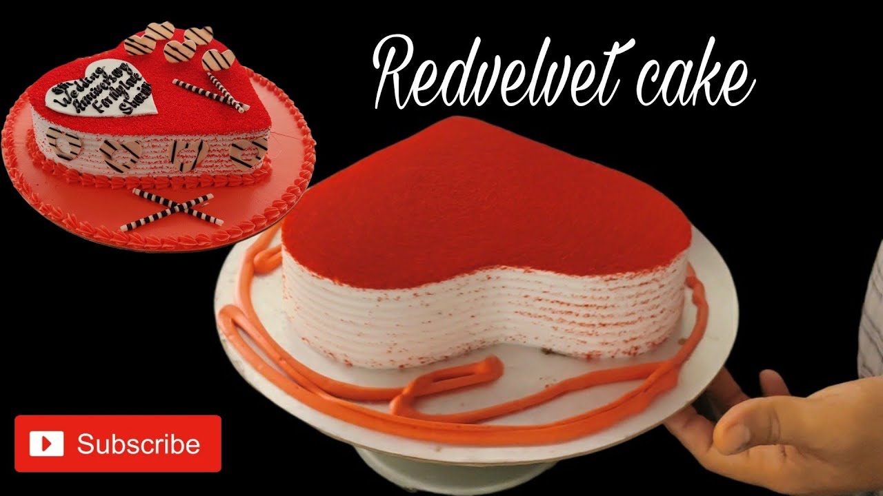 redvelvet cake/रेड वेलवेट हार्ट शेप केक/redvelvet birthday cake /round ...