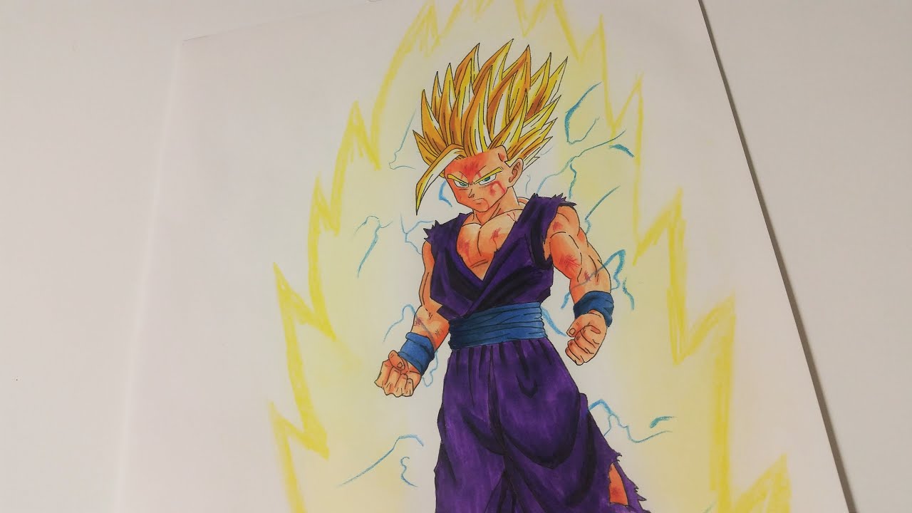 Drawing Super Saiyan 2 Teen Gohan ~ Cell Saga - YouTube