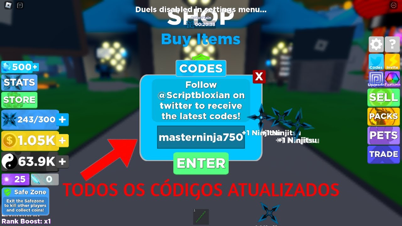 TODOS OS CÓDIGOS ATUALIZADOS! CHI + AUTO-TREINO E GEMAS - Ninja Legends ...