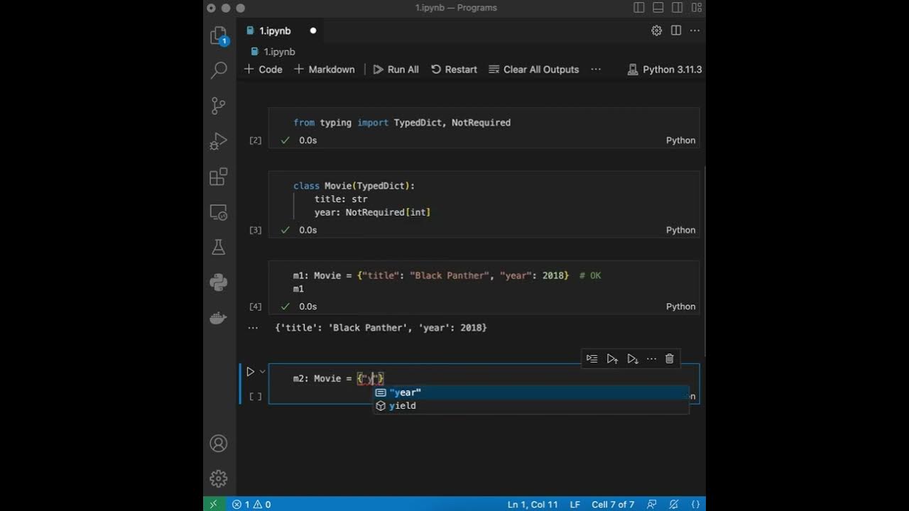 Python tutorial, new in Python 3.11, PEP 655, TypedDict items as ...