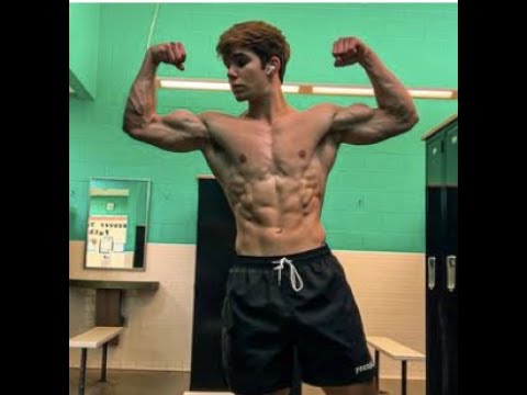 Teen aesthetic bodybuilder flexing ripped muscle / read description ...