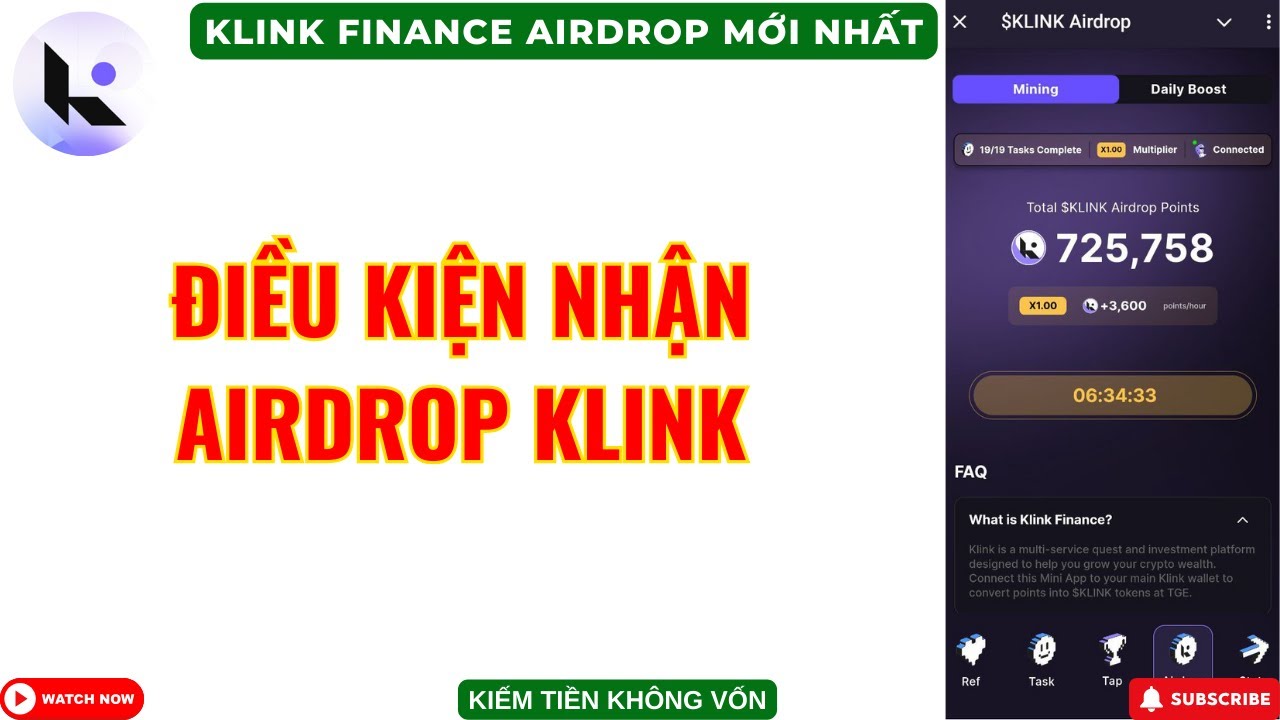 Klink Airdrop - Điều Kiện Nhận Airdrop KLINK - YouTube