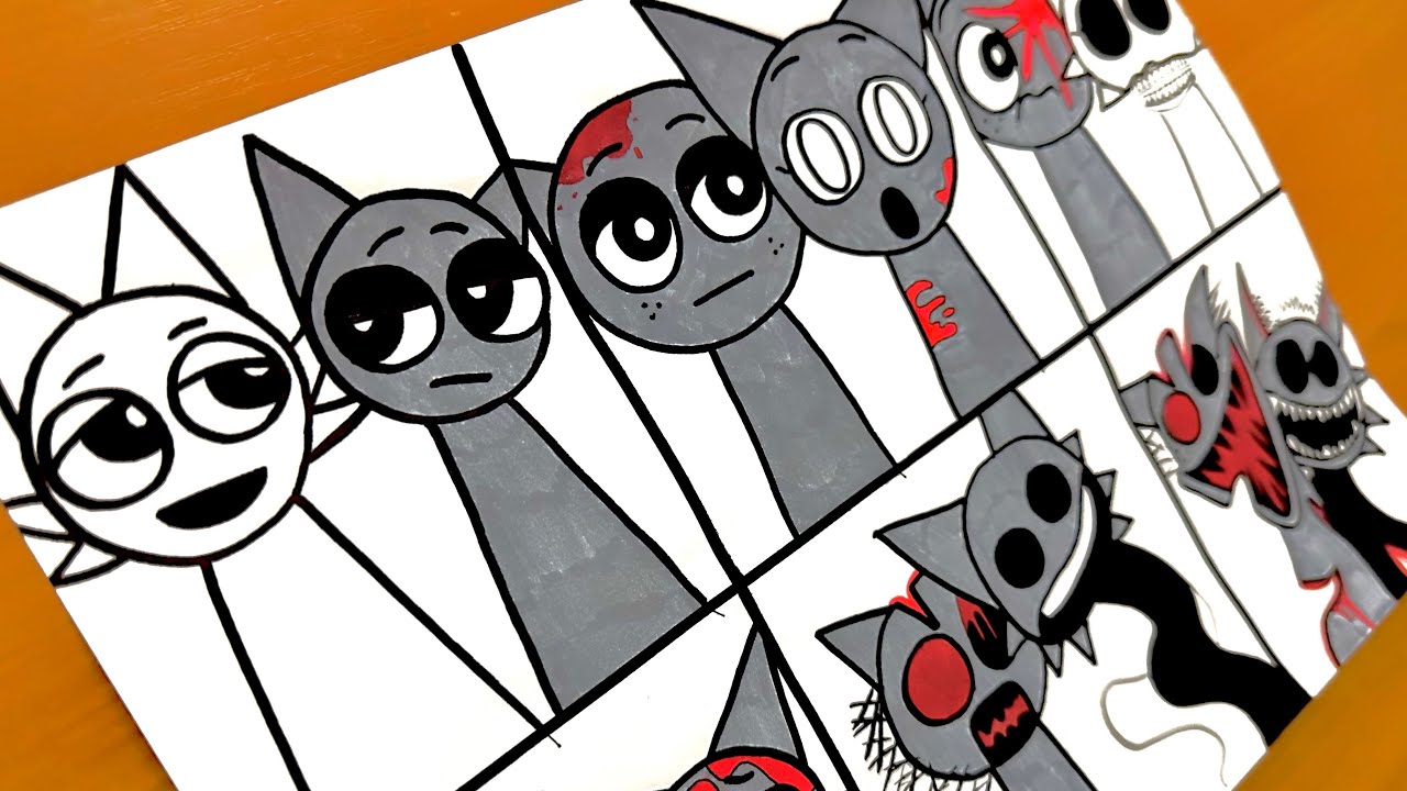 Drawing GREY & WENDA Phase 1 to Phase 6 - Incredibox Sprunki - YouTube