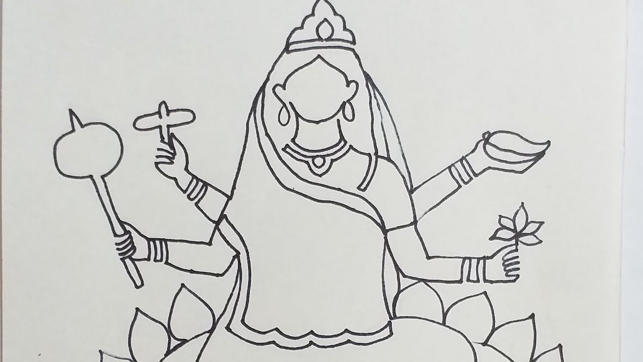 ONE LINE DRAWING of Navdurga:Maa Siddhidatri | how to draw maa durga ...