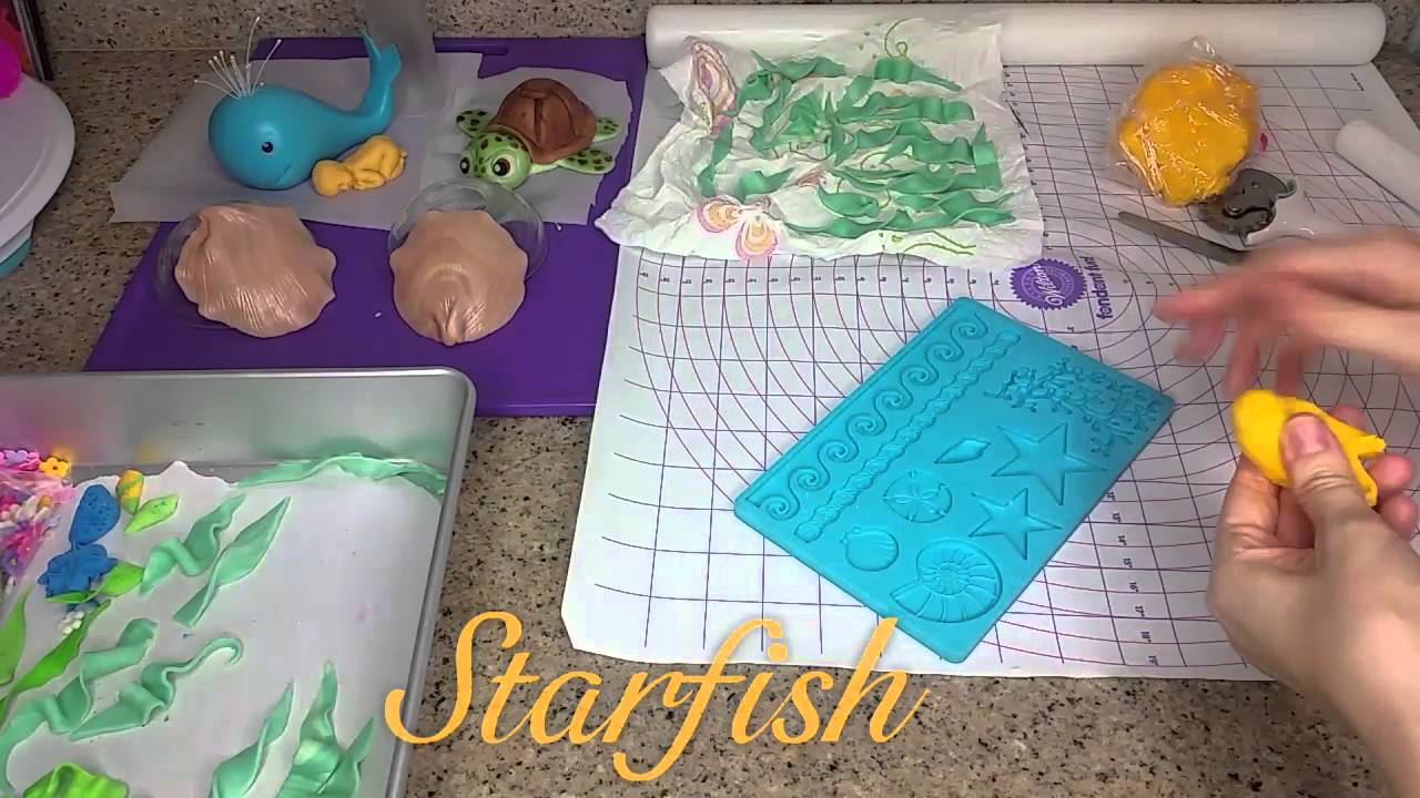 Tutorial Making fondant Sea Shell, Star fish - YouTube
