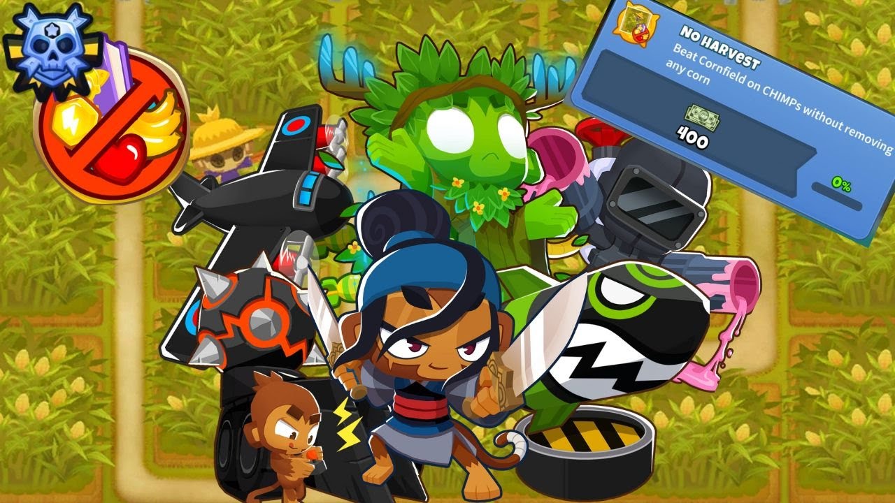 BTD6 Cornfield Chimps Black border + No harvest achevement Guide (/w ...