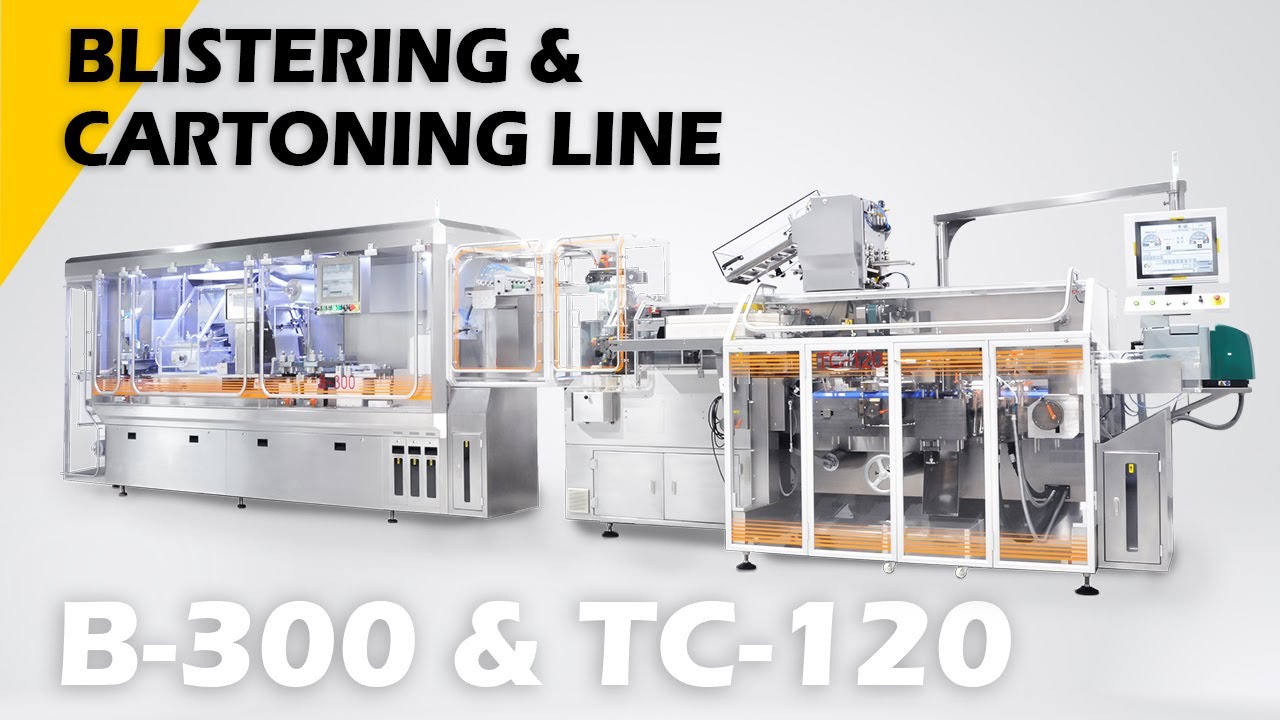 B-300 & TC-120 Blister & Cartoner line - YouTube
