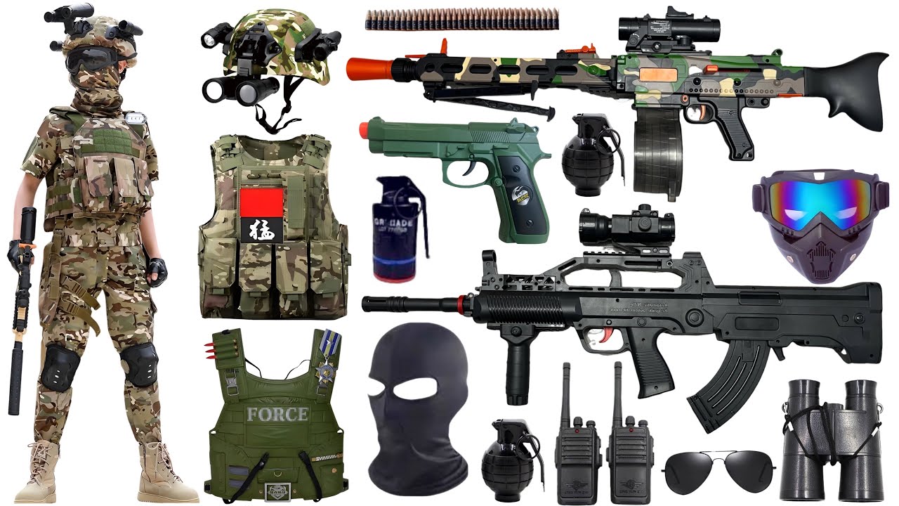 Unpacked special police weapon toy gun, MG3 machine gun, Type 95 ...