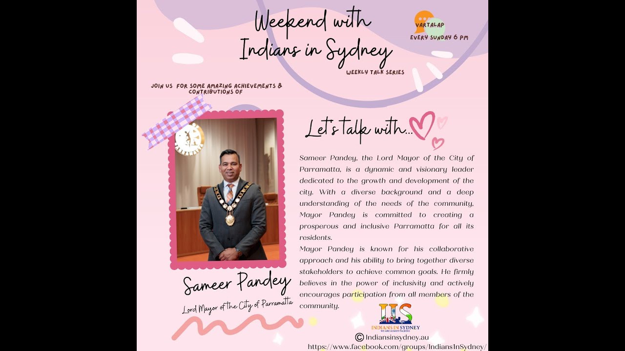 Lord Mayor Sameer Pandey - Weekend with Indians in Sydney - YouTube